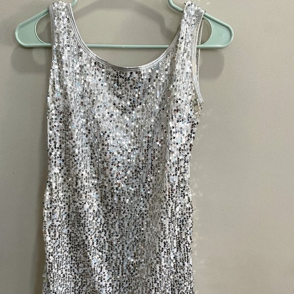 Natalie Dancewear | Dresses | Silver Sequin Cabaret Dress | Poshmark